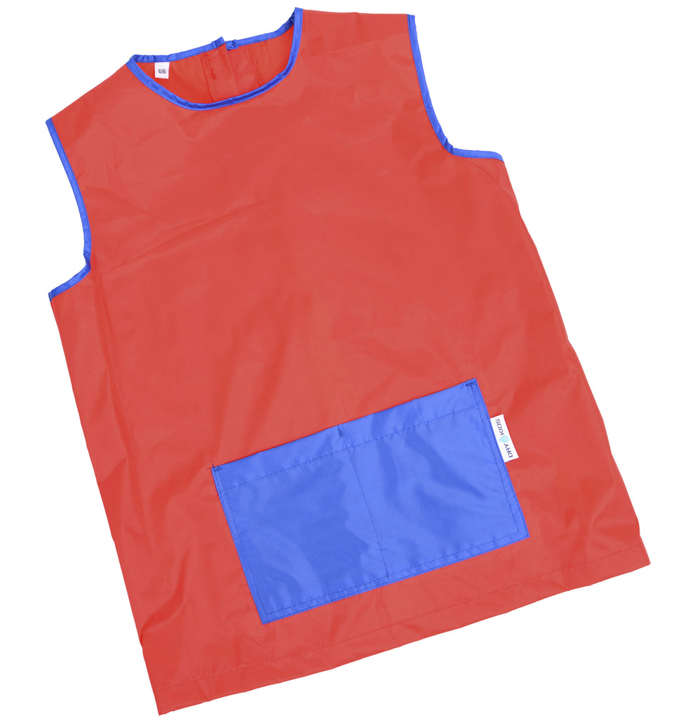 Paint Smock Sleeveless with front pocket | Red/Blue – Drykids